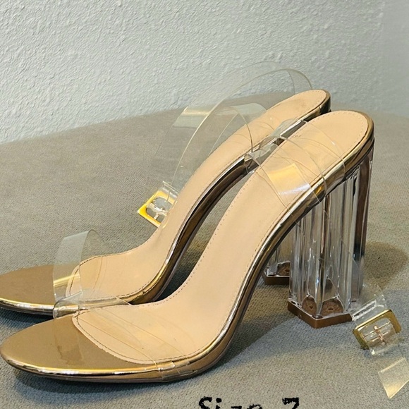 Shoes | Transparent Block Heel Sandals | Poshmark